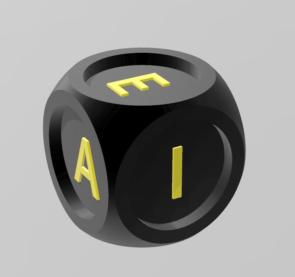 Game Dice with the Letters A, E, I, O, U, E - tactiles.eu